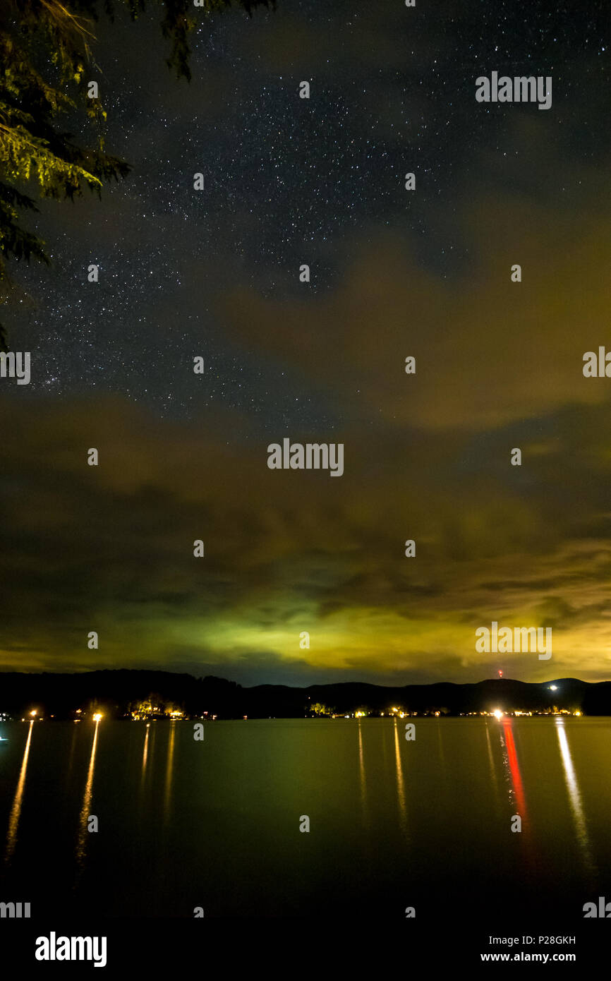 Lake Bomoseen landscape timelapse night starscape horizon Stock Photo ...