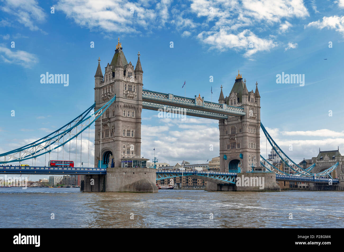 Tower Bridge, a combined bascule and suspension bridge with twin towers ...