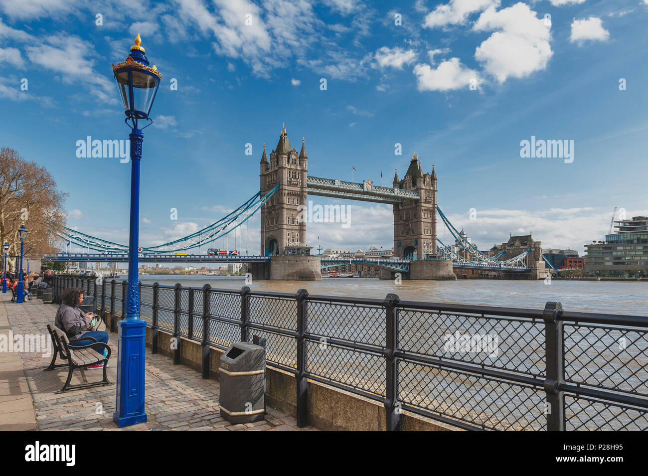 Tower Bridge, a combined bascule and suspension bridge with twin towers ...