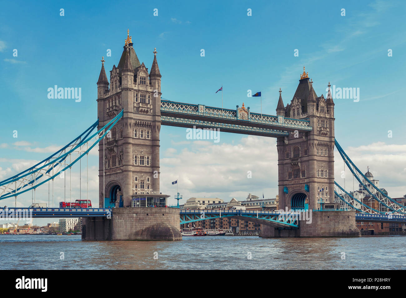 Tower Bridge, a combined bascule and suspension bridge with twin towers ...
