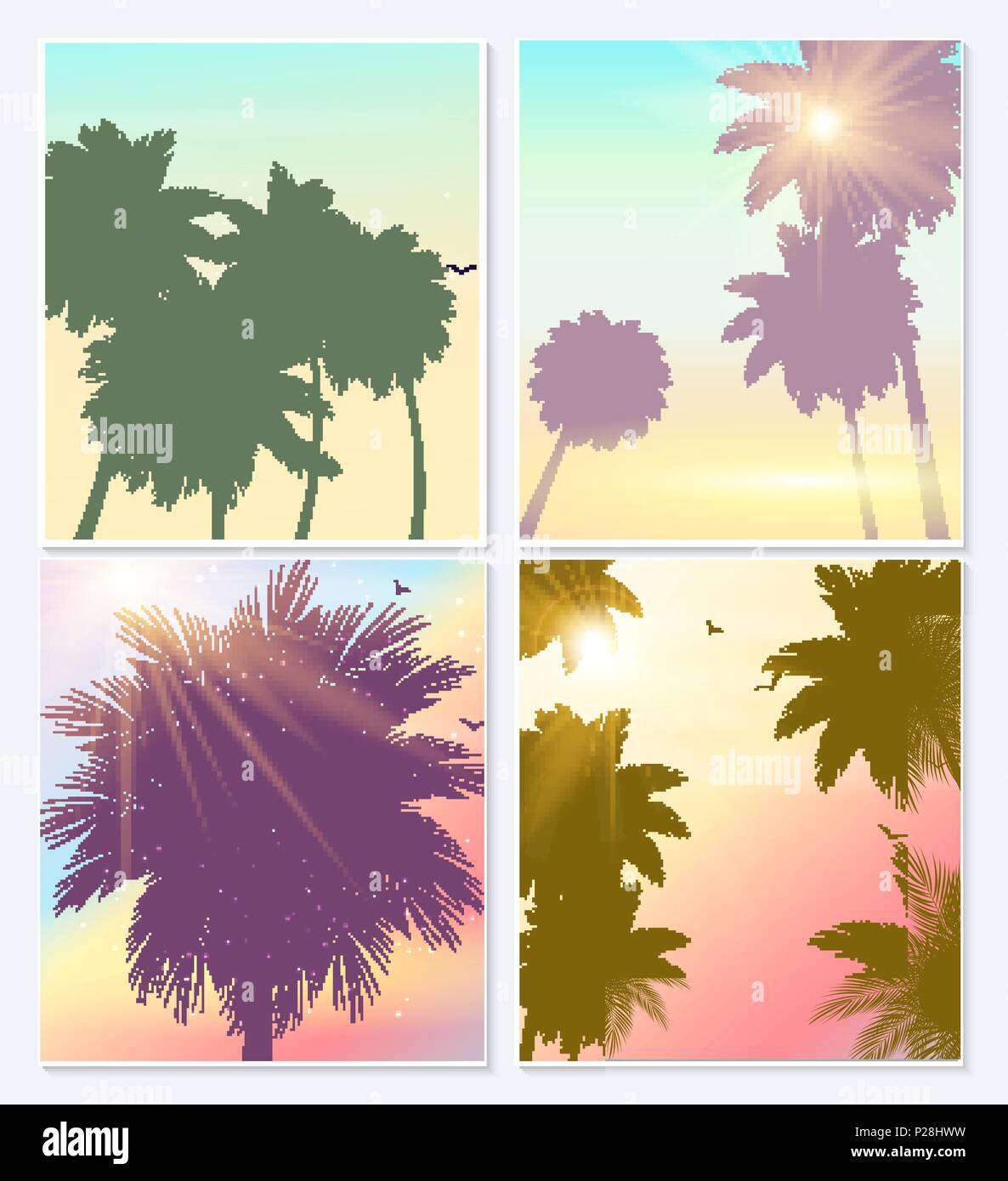 Summer Time Natural Palm Banners or posters, flyer template. Background ...