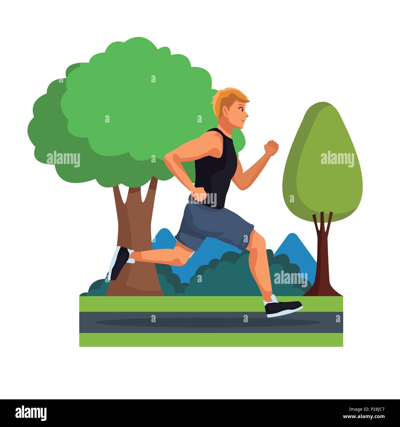 Man running park Cut Out Stock Images & Pictures - Alamy