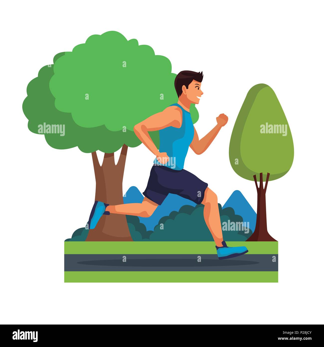 Man running park Cut Out Stock Images & Pictures - Alamy