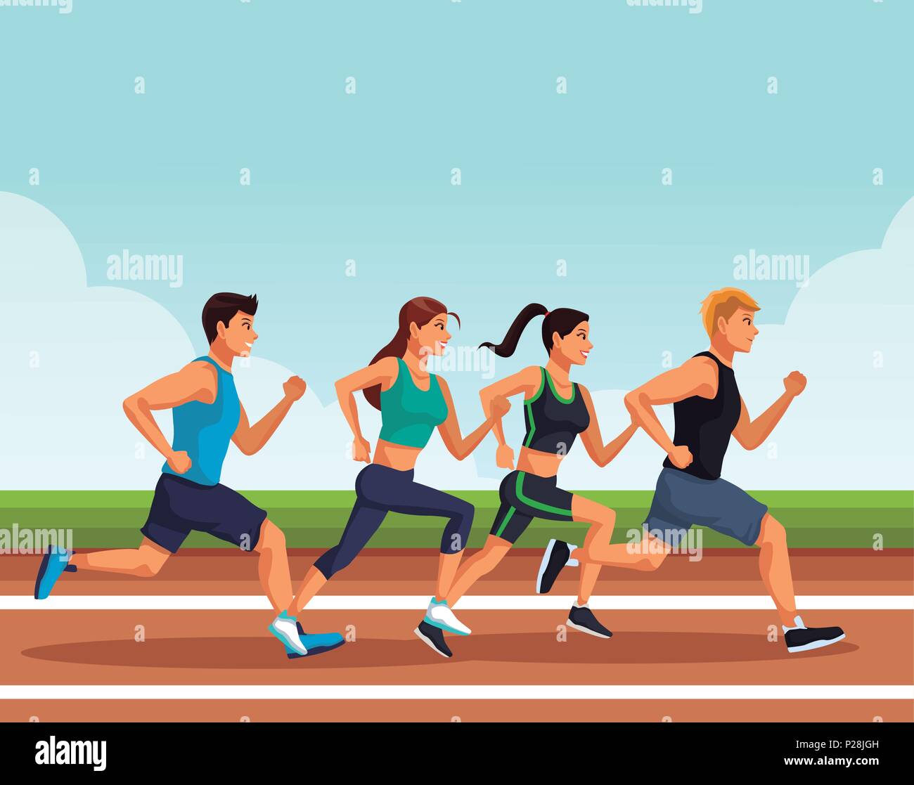 Outdoor exercise team running Stock Vector Images - Alamy