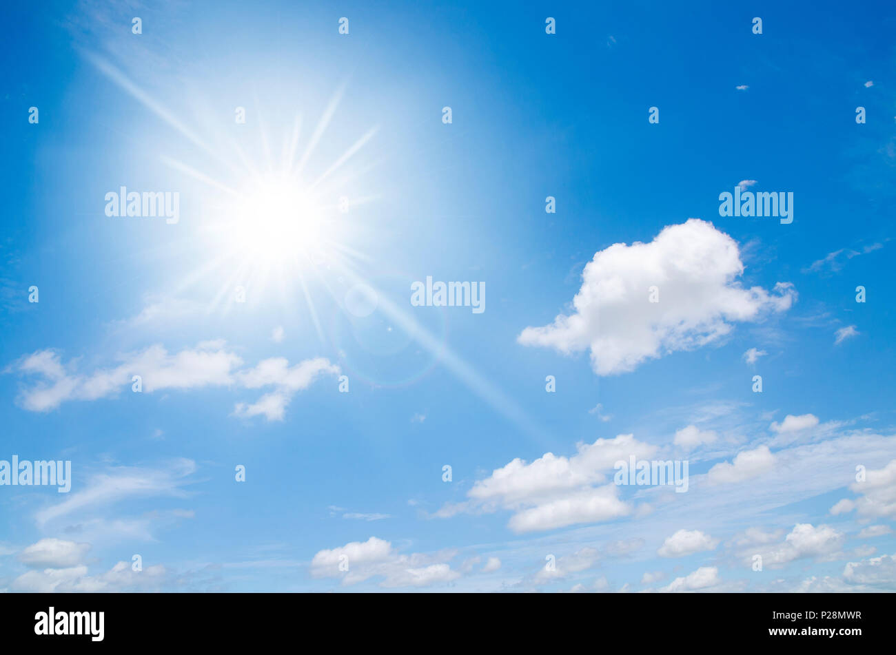 Cloudy and blue sky with sun ray effect abstract background Stock Photo ...