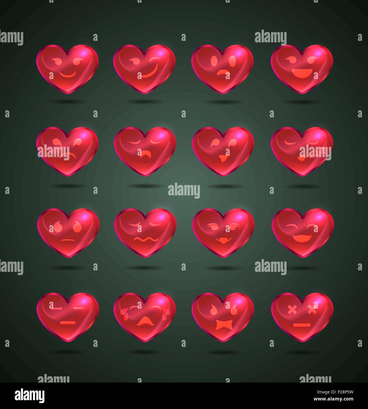 funny metal heart-shaped emoticons for your site. Vector illustration ...