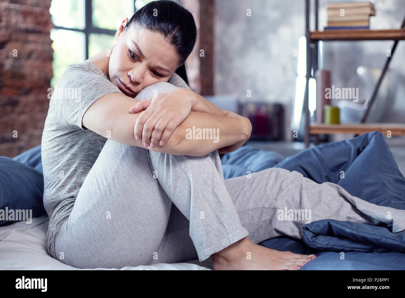 Sad miserable woman facing sleep disorder Stock Photo - Alamy