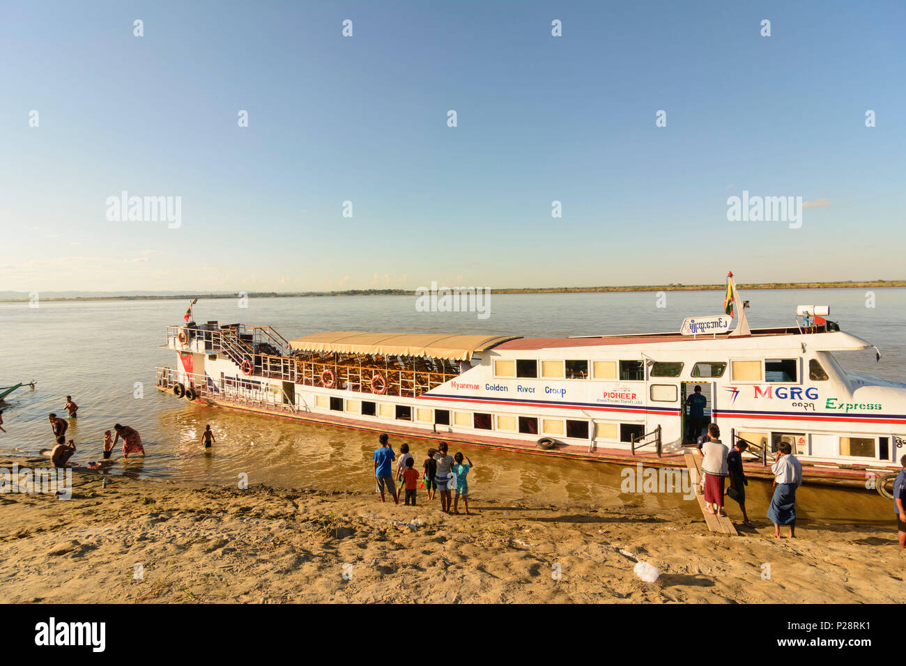 Bagan, Irrawaddy (Ayeyarwady) River, passenger ship, Mandalay Region ...