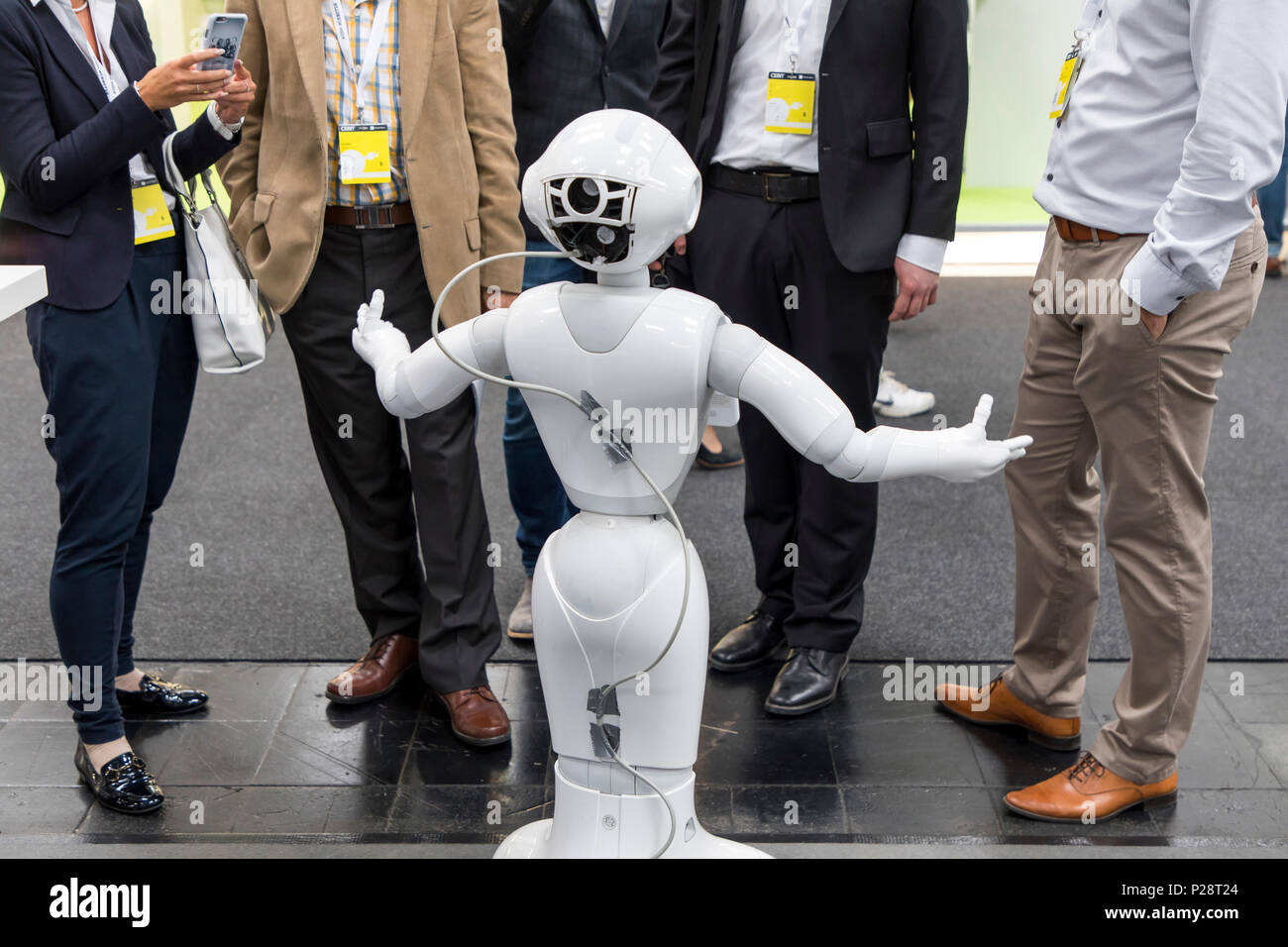CEBIT 2018, world's largest IT trade fair, Hannover, Germany, booth of the company SoftBank ...