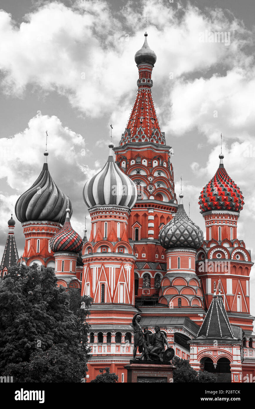 St. Basil's Cathedral . black and red and white photo Stock Photo - Alamy