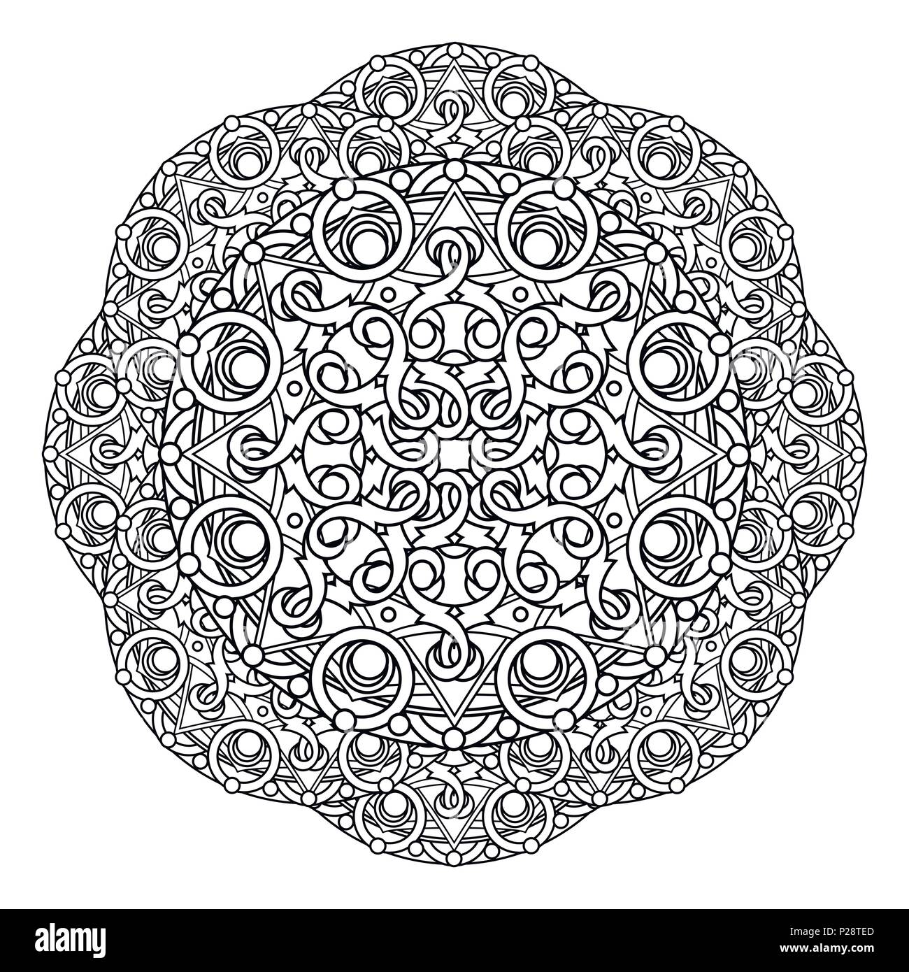 contour, Mandala. religious design element. tattoo. vector illustration ...