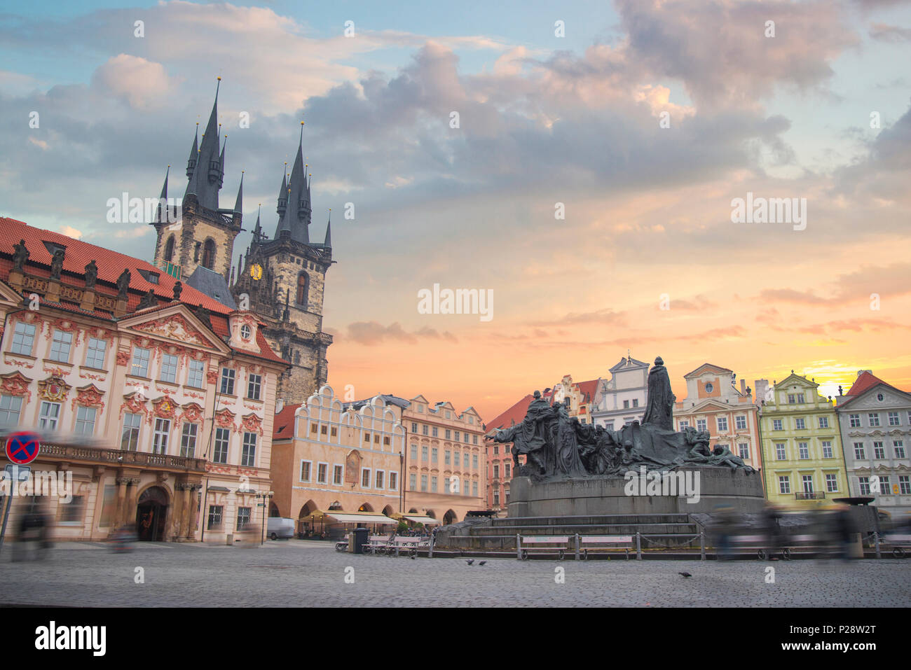 Prague Old town square, Tyn Cathedral. under sunlight Stock Photo - Alamy