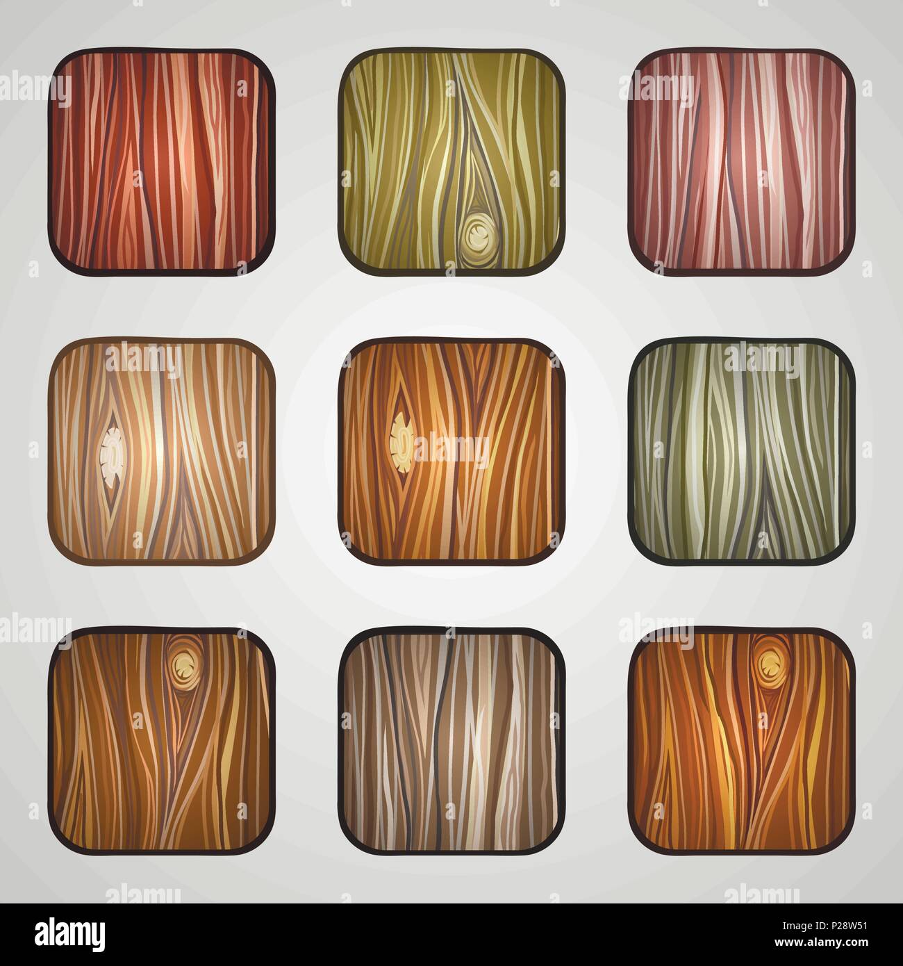 set of wooden icons. Template Wood Buttons. Vector illustration Stock ...