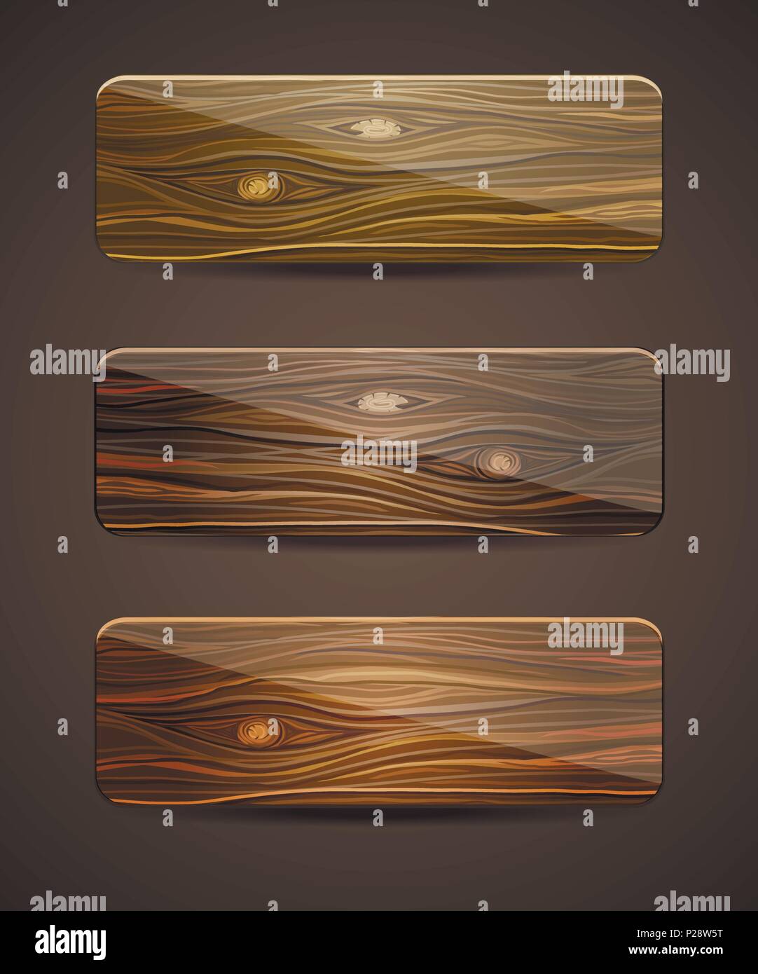 set of wooden icons. Template Wood Buttons. Vector illustration Stock ...