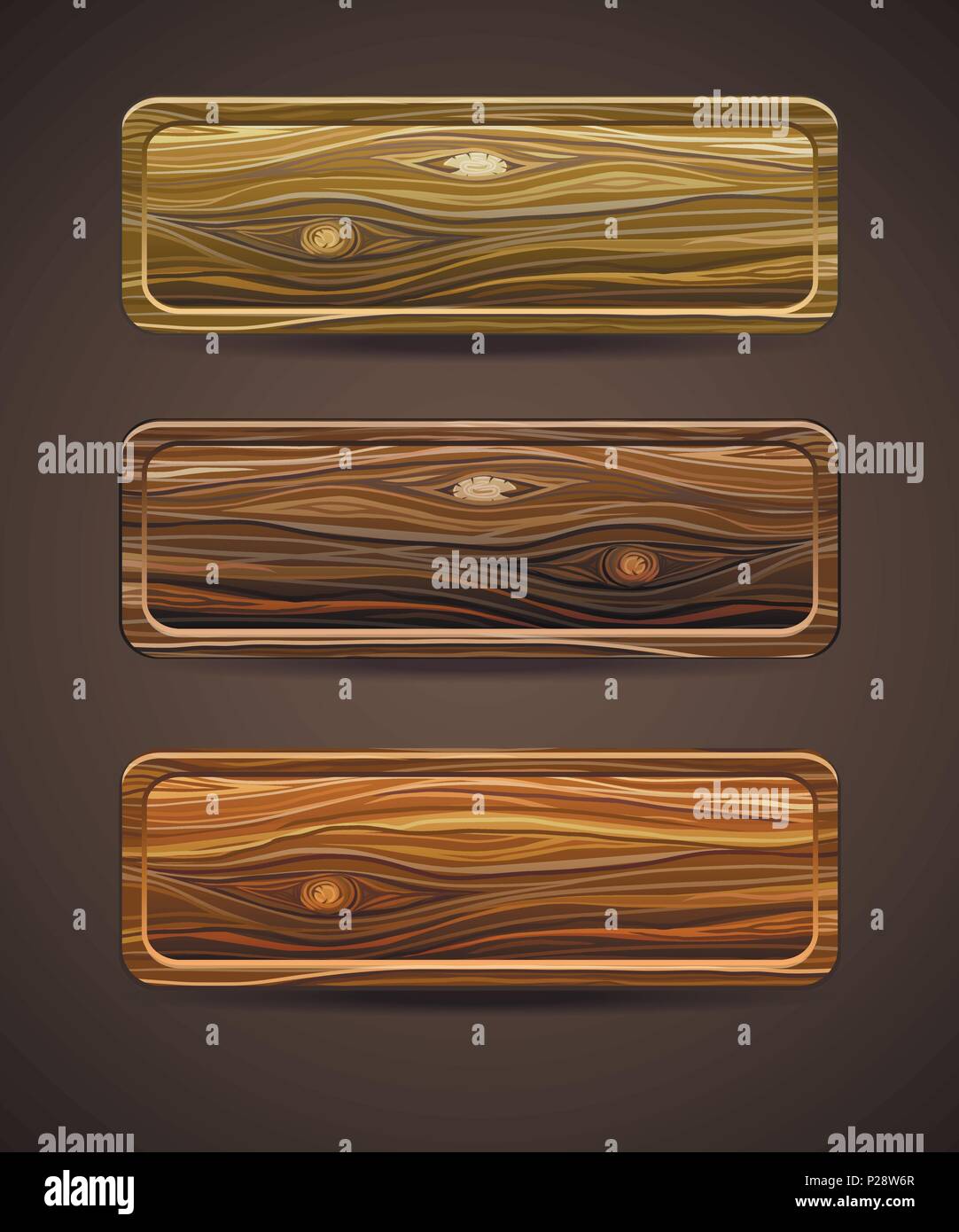 set of wooden icons. Template Wood Buttons. Vector illustration Stock ...