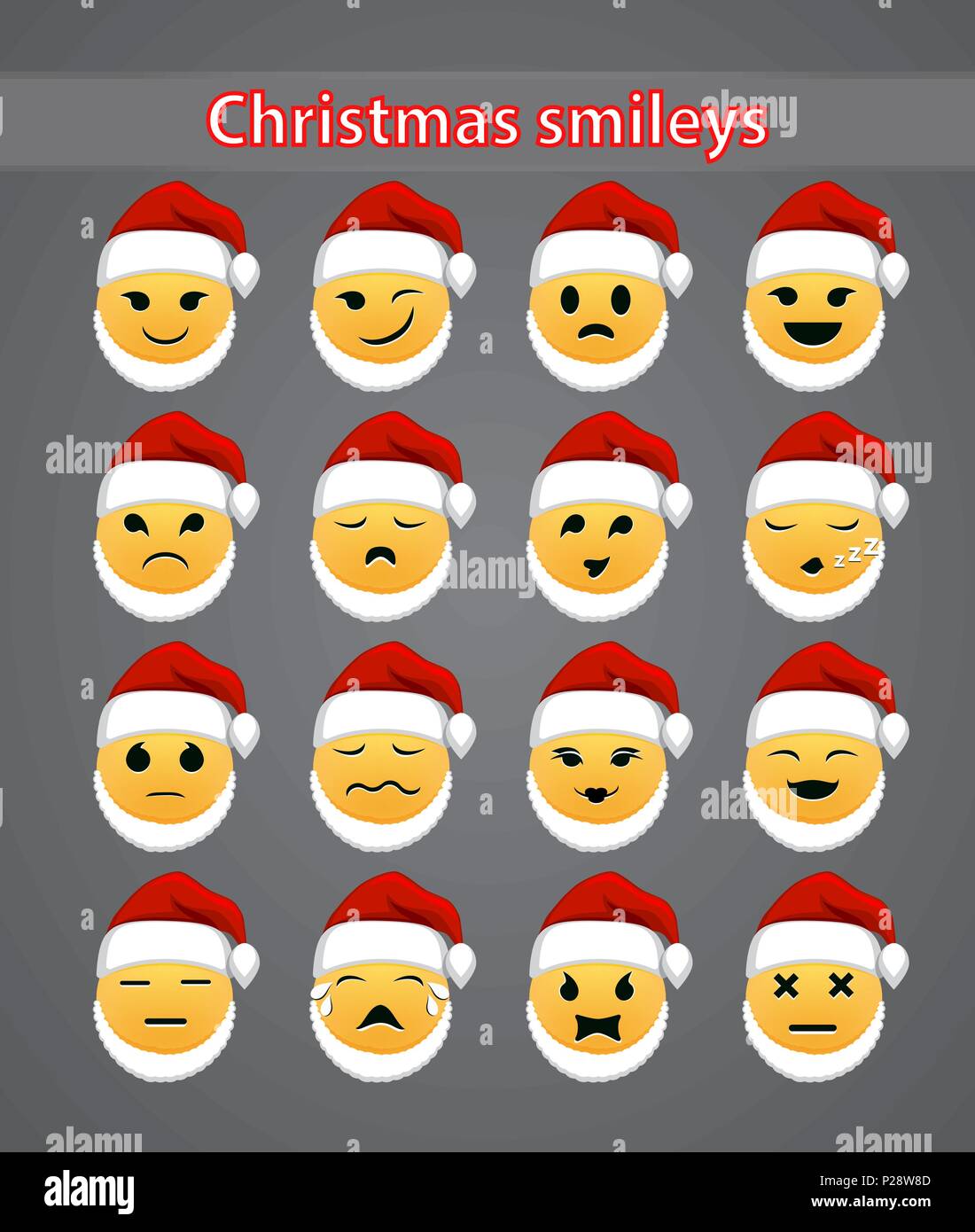Set of celebratory Christmas smileys for your forum. vector ...