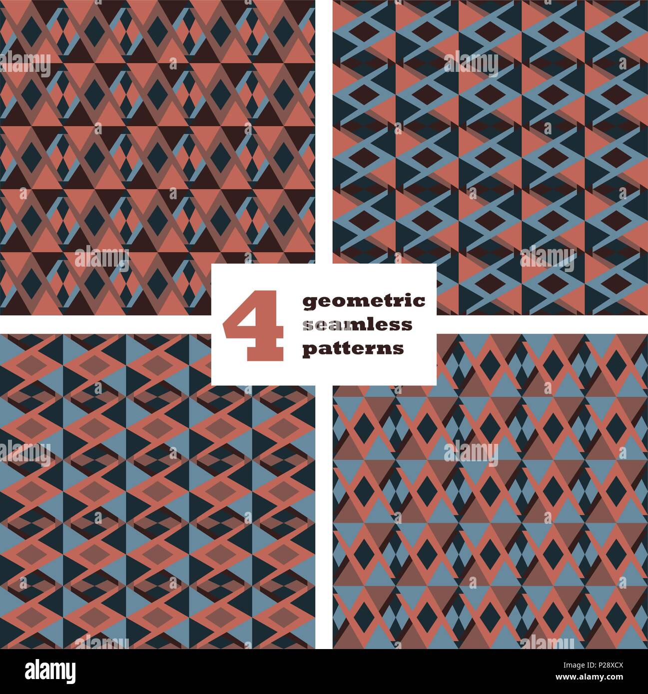 Set of geometric seamless pattern. Abstract background. Vector illustration Stock Vector Image ...