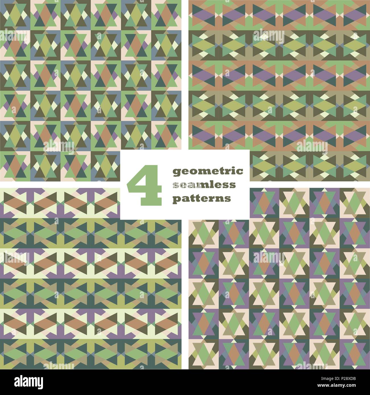 Set of geometric seamless pattern. Abstract background. Vector ...