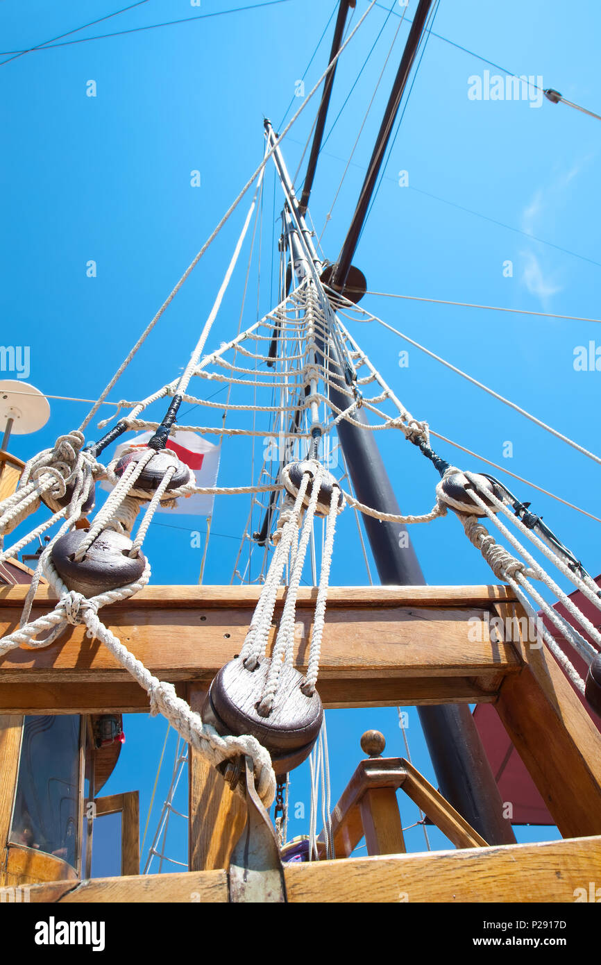 Strings and dockside of old sailing ship , Croatia Stock Photo - Alamy