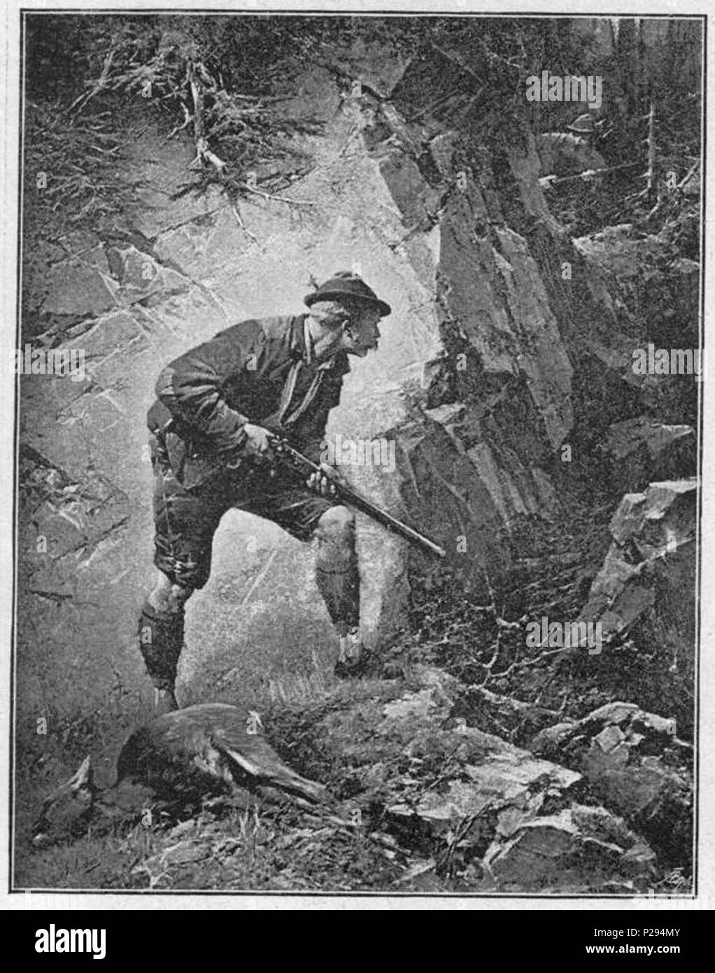 . Der Wilderer . by 1888. Adolf Lüben 134 Glaspalast 1888 086 Stock ...