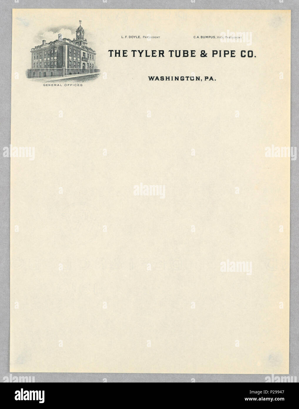 . English: Letterhead, The Tyler Tube & Pipe Co., Washington ...