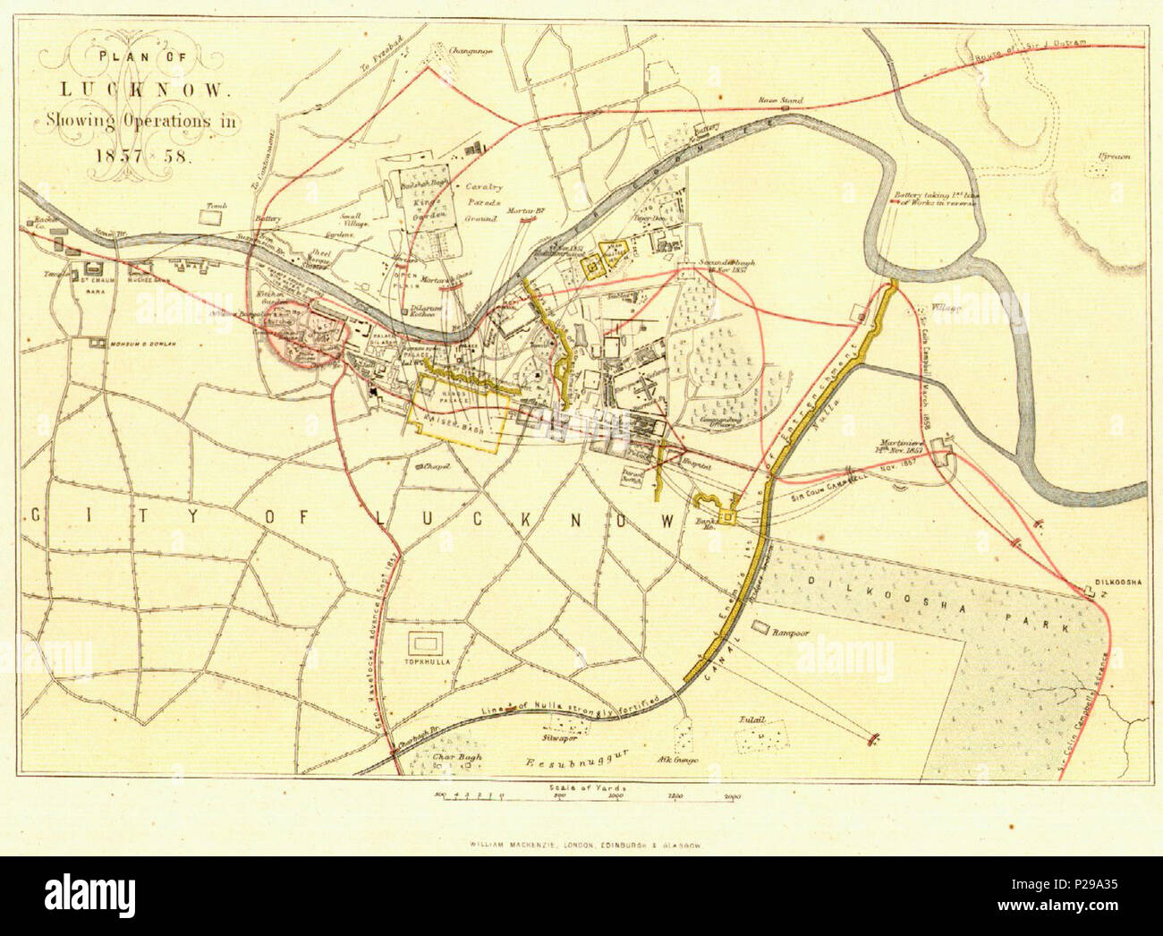 . English: Map showing Lucknow operations 1857-1858. circa 1858 ...