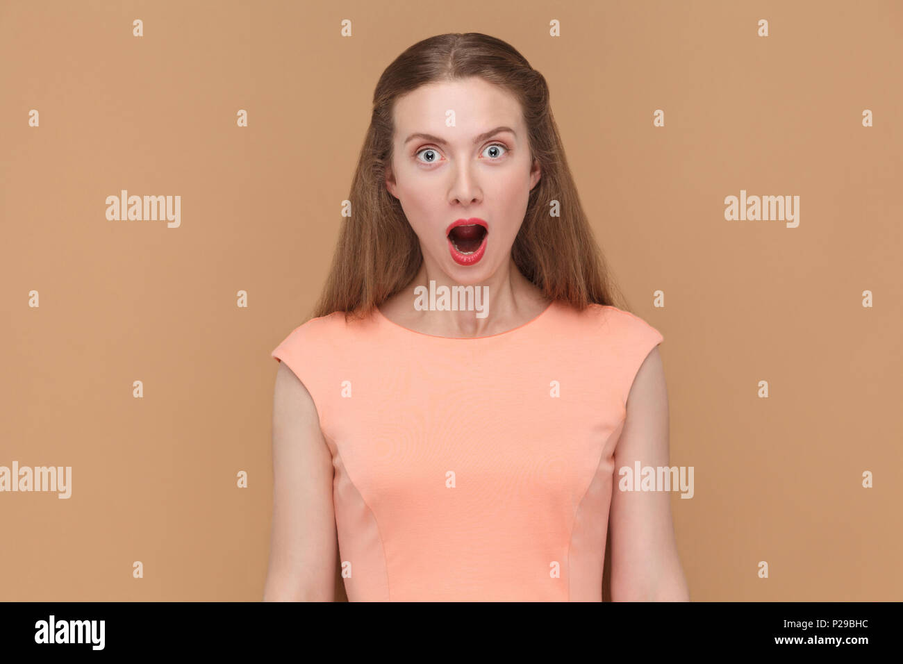 wow, are you serious? amazed woman looking at camera. portrait of ...