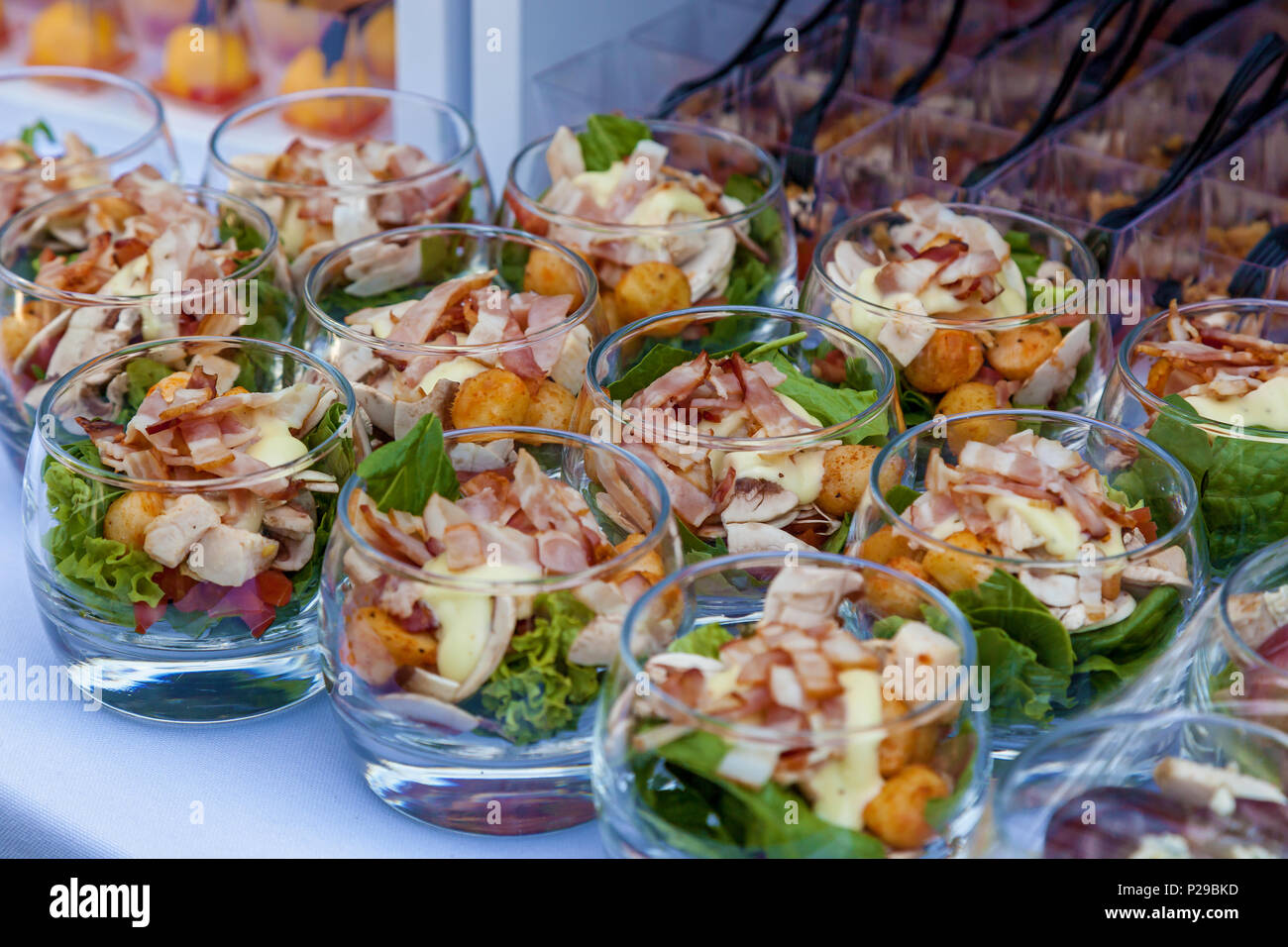 Tasty snacks for events and celebrations, catering food Stock Photo - Alamy