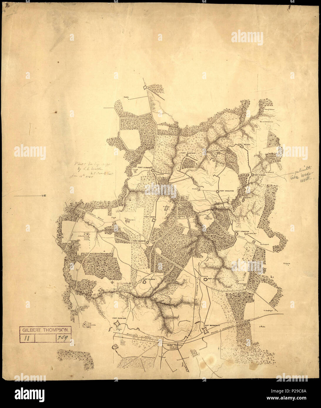 (Map of part of the Union lines during the siege of Petersburg ...