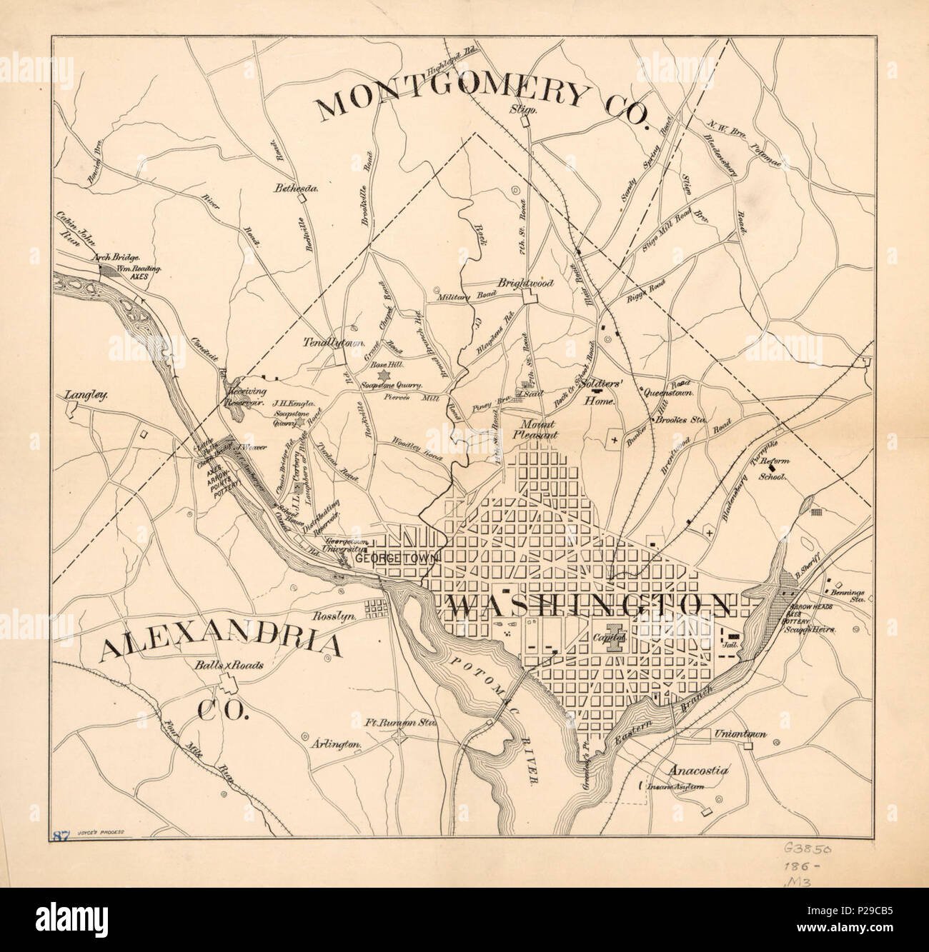 (Map of Washington D.C. and vicinity). LOC 88694110 Stock Photo - Alamy