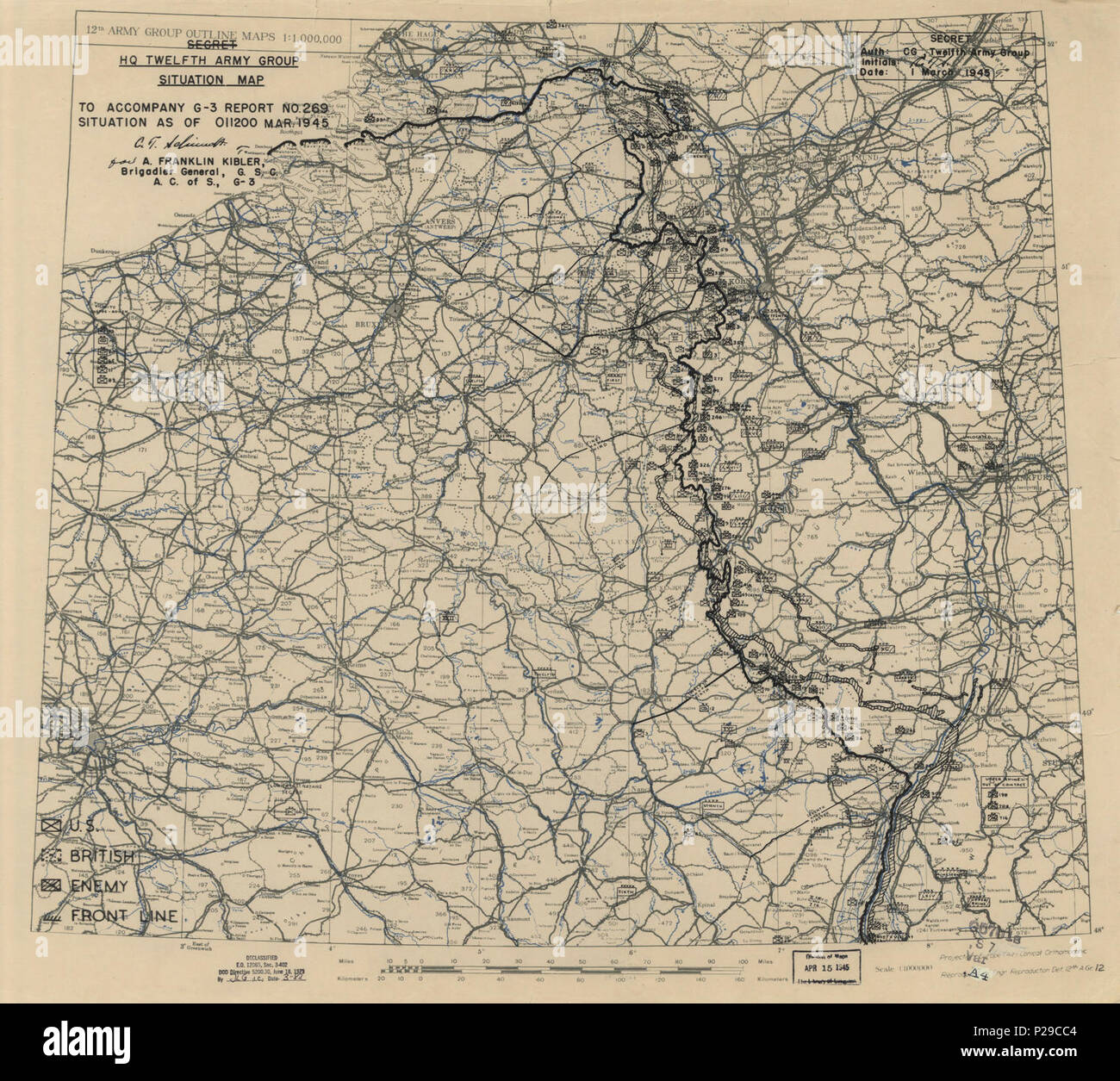 (March 1, 1945), HQ Twelfth Army Group situation map. LOC 2004631889 ...
