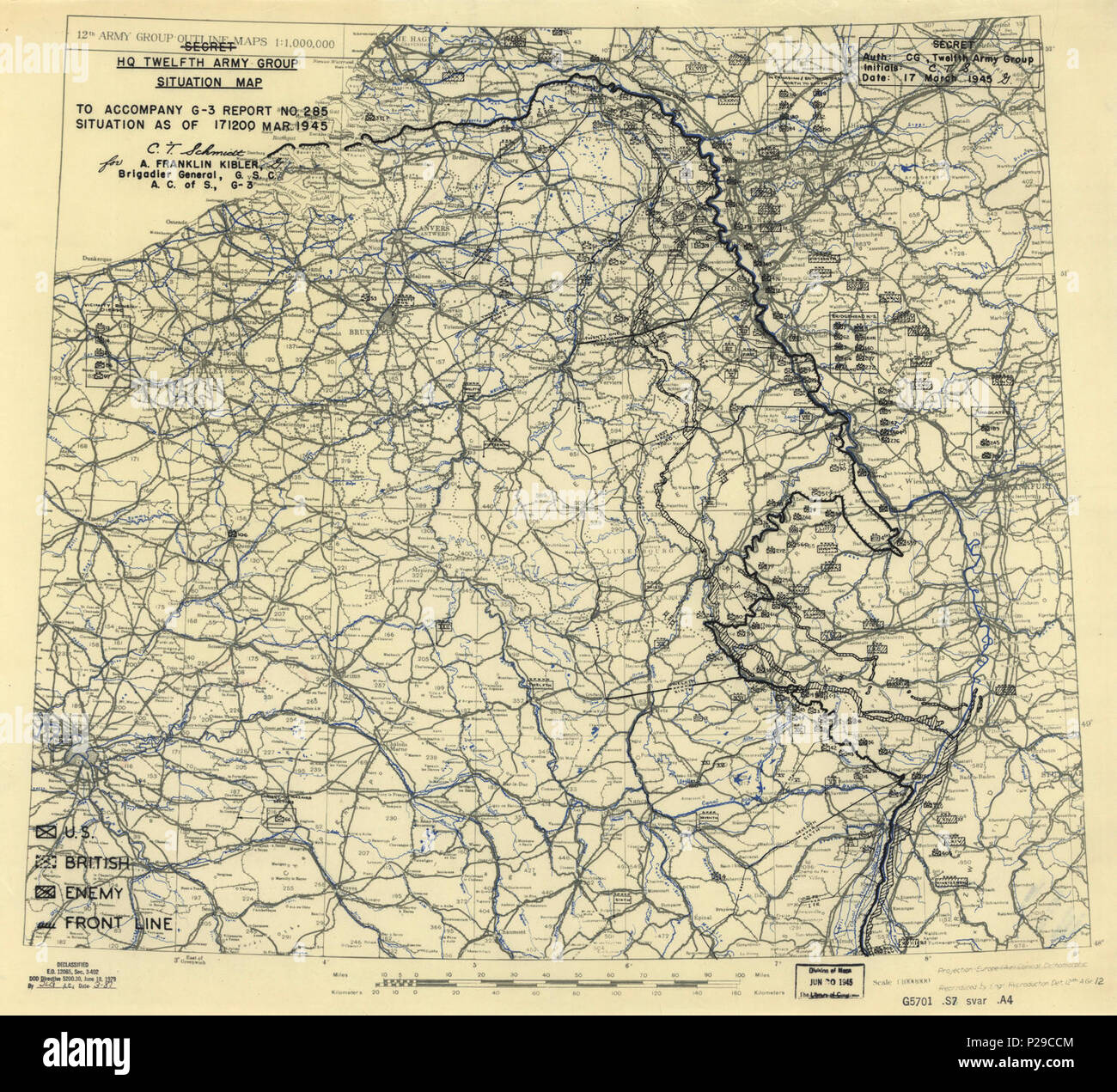 (March 17, 1945), HQ Twelfth Army Group situation map. LOC 2004631907 ...