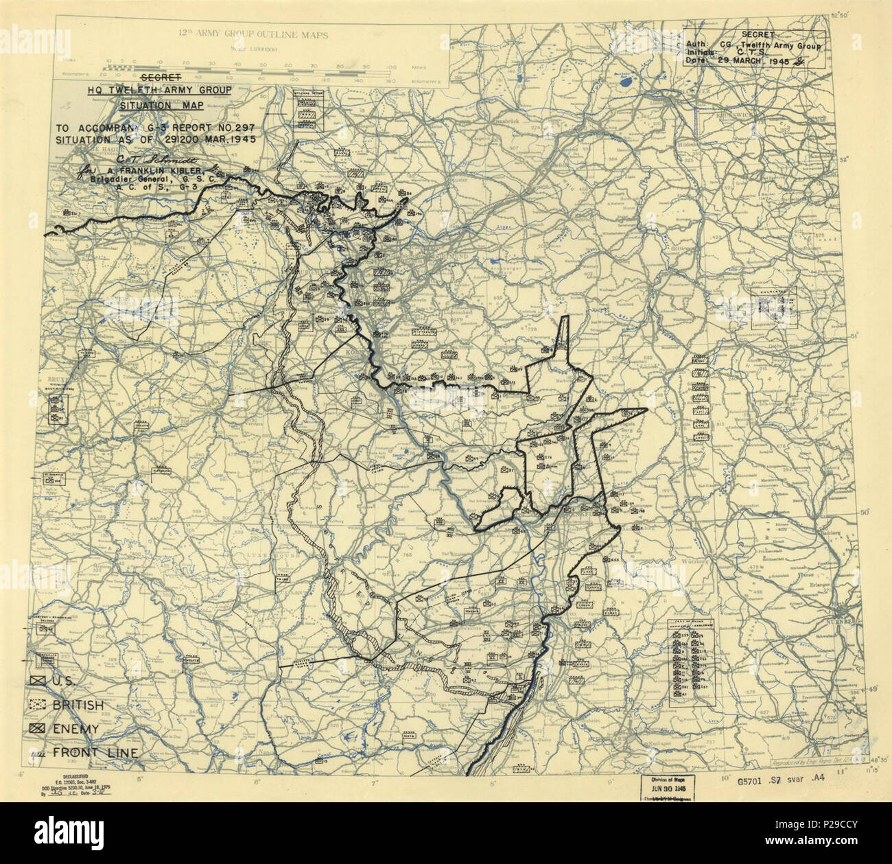 (March 29, 1945), HQ Twelfth Army Group situation map. LOC 2004631919 ...