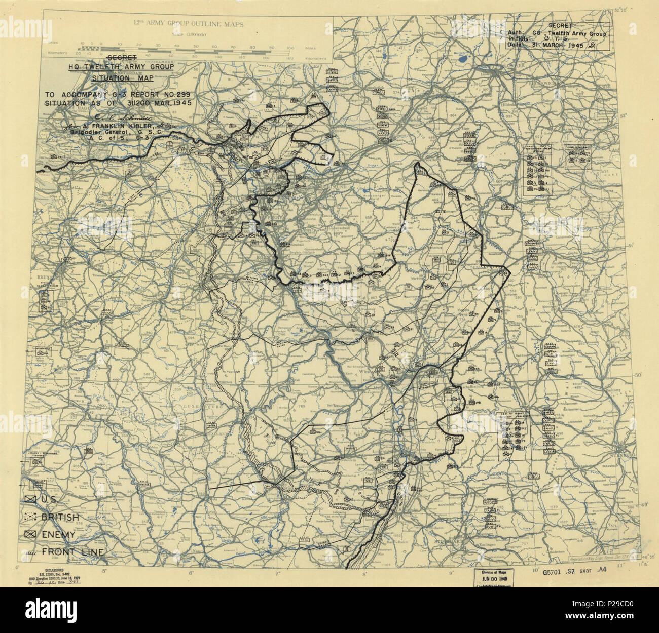 (March 31, 1945), HQ Twelfth Army Group situation map. LOC 2004631921 ...