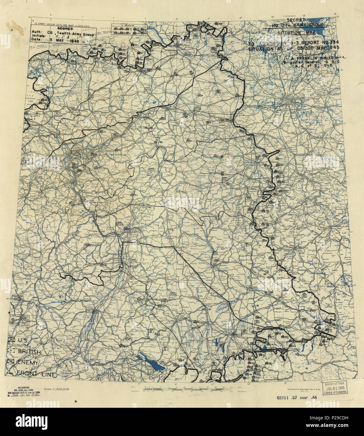 (May 5, 1945), HQ Twelfth Army Group situation map. LOC 2004631956 ...