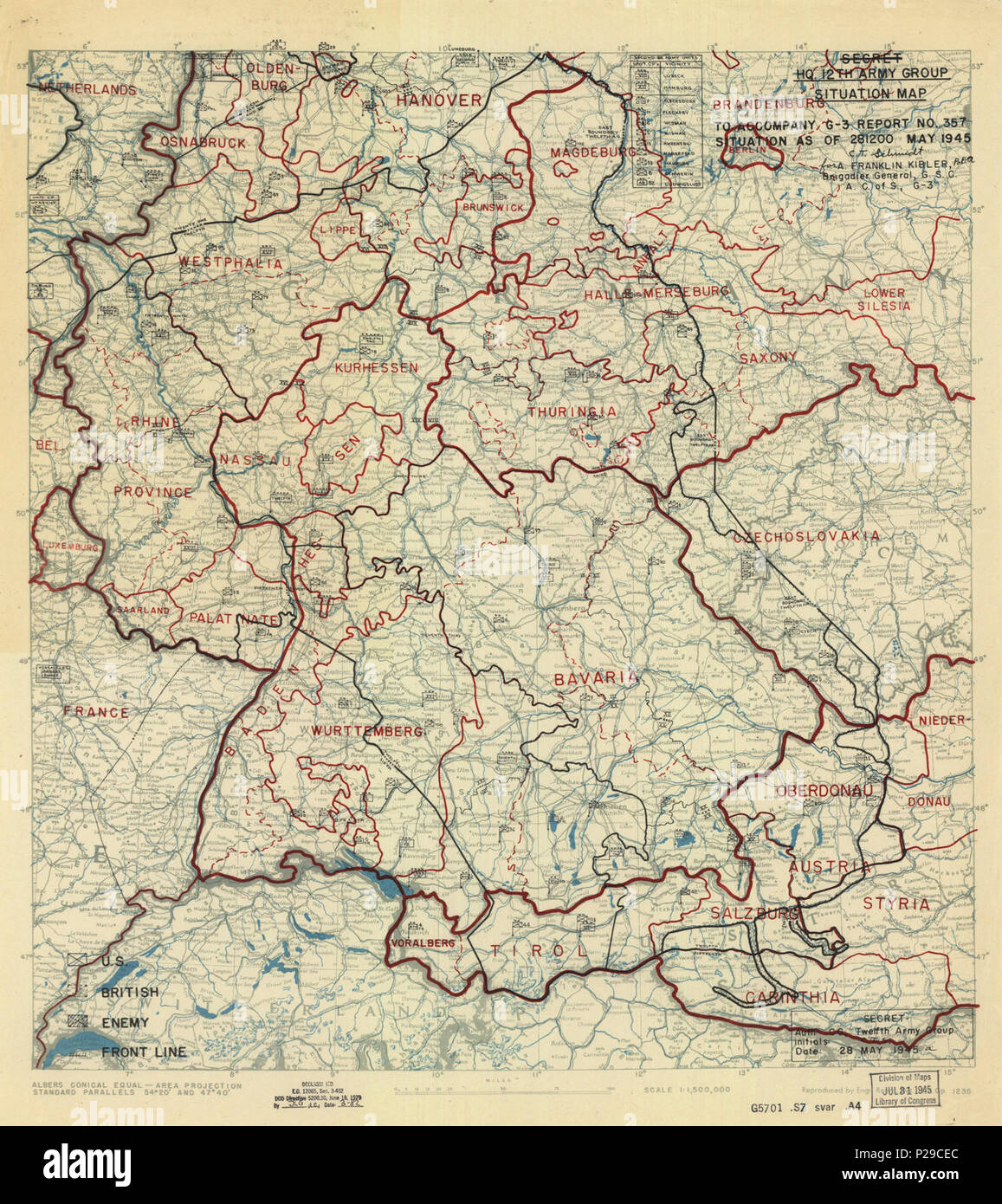 (May 28, 1945), HQ Twelfth Army Group situation map. LOC 2004631977 ...