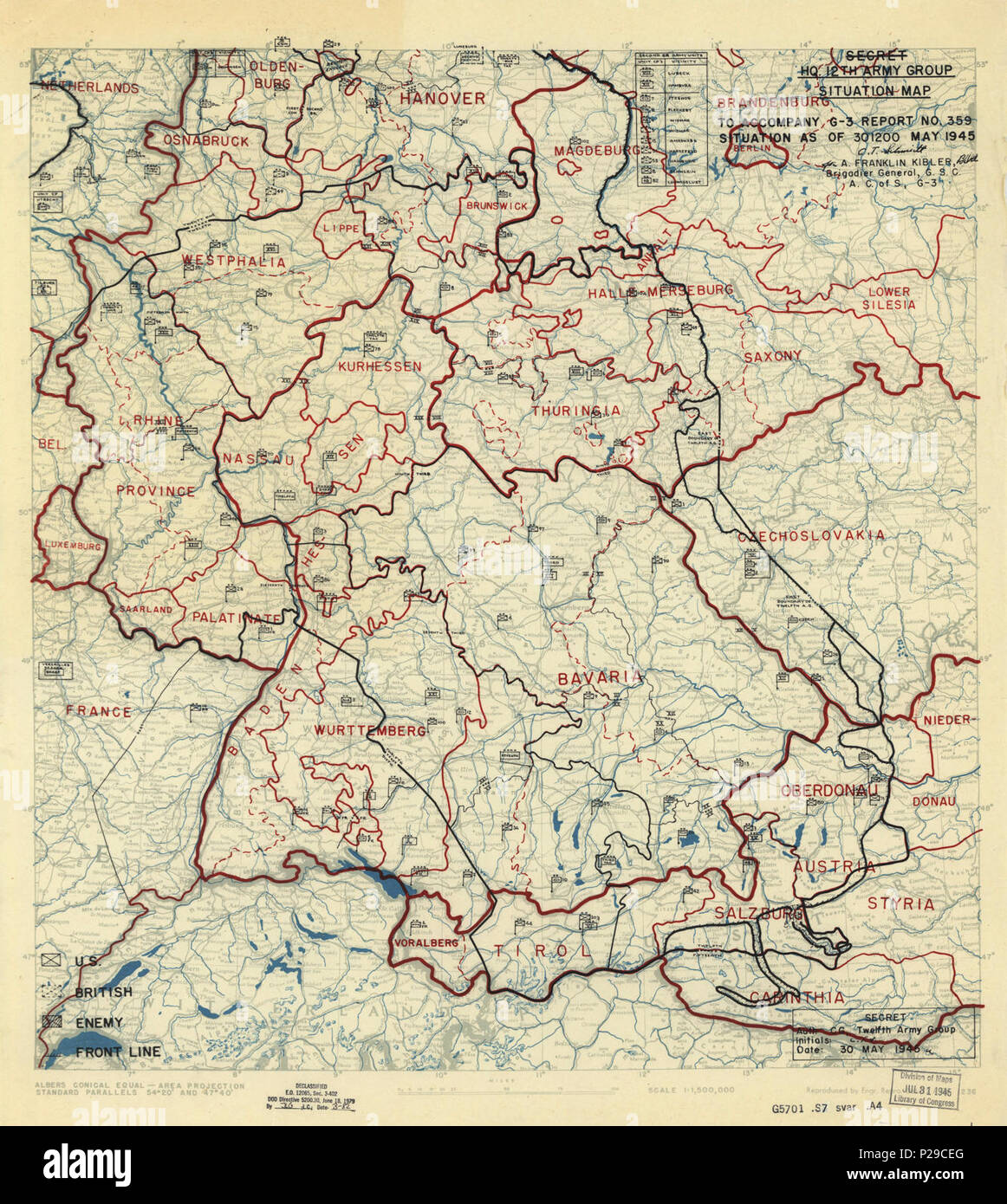 (May 30, 1945), HQ Twelfth Army Group situation map. LOC 2004631979 ...
