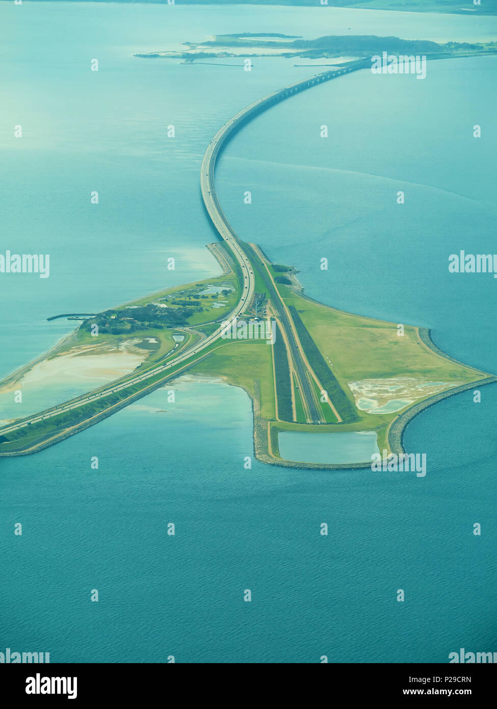 Big suspension bridge between Denmark and Sweden on Baltic sea Stock ...