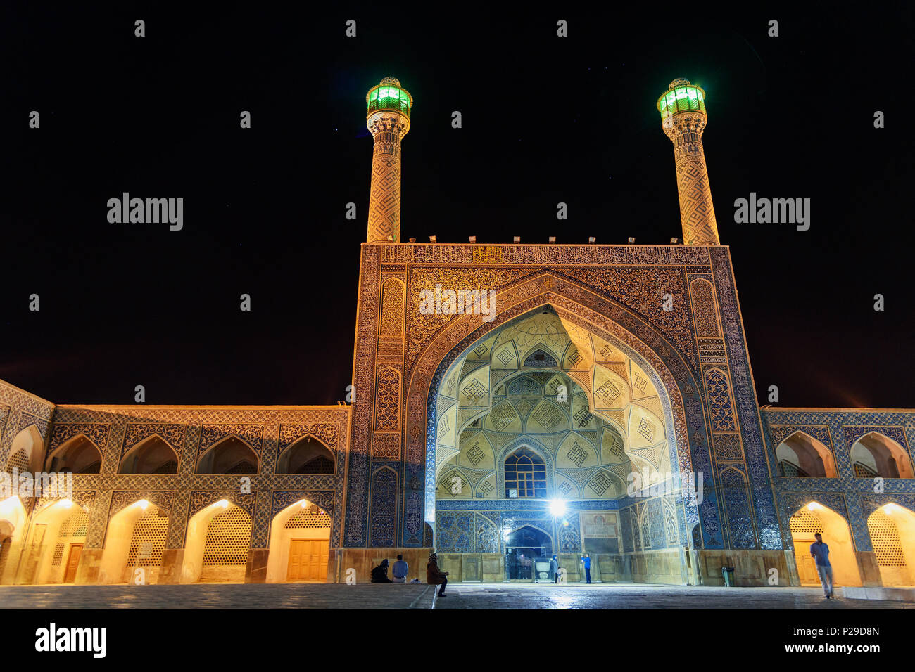 Isfahan, Iran - March 21, 2018: Jameh mosque at night. It is the grand ...