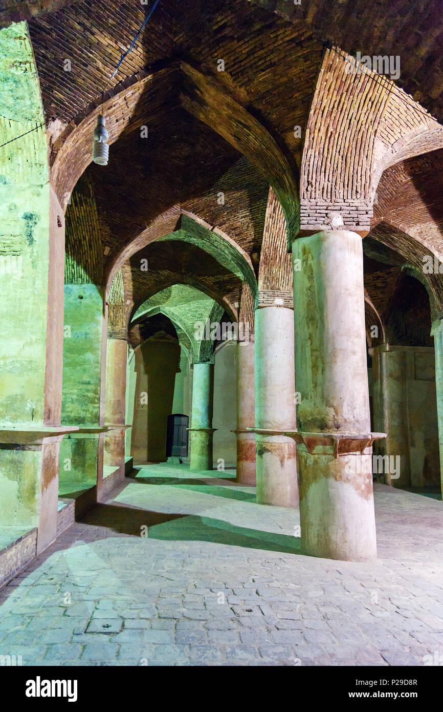 Isfahan, Iran - March 21, 2018: Arches and columns inside Jameh mosque ...