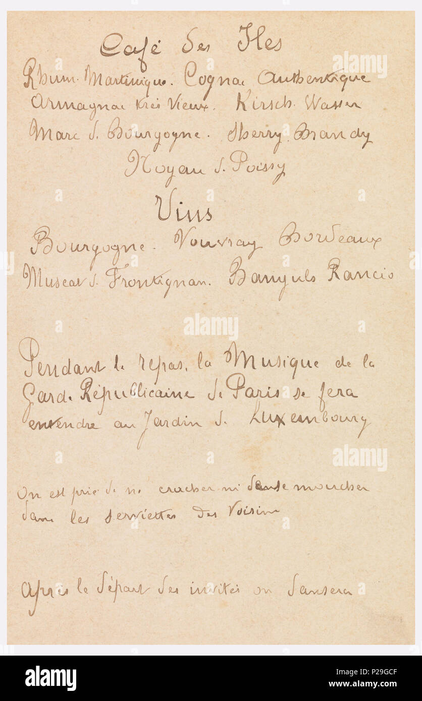 . English: Print, Menu card, ca. 1900 . English: Standing female ...