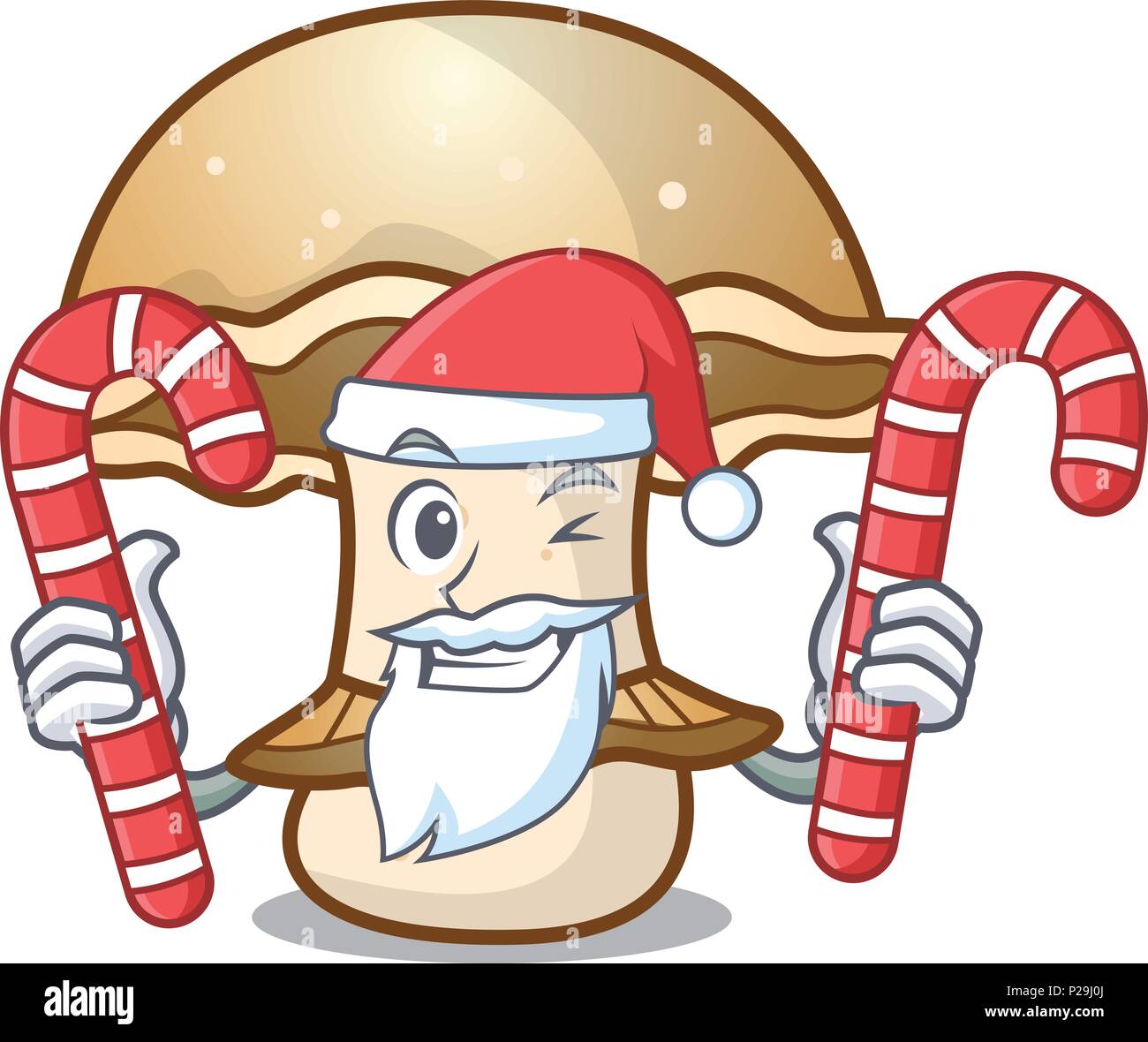 Santa with candy portobello mushroom mascot cartoon Stock Vector Image ...