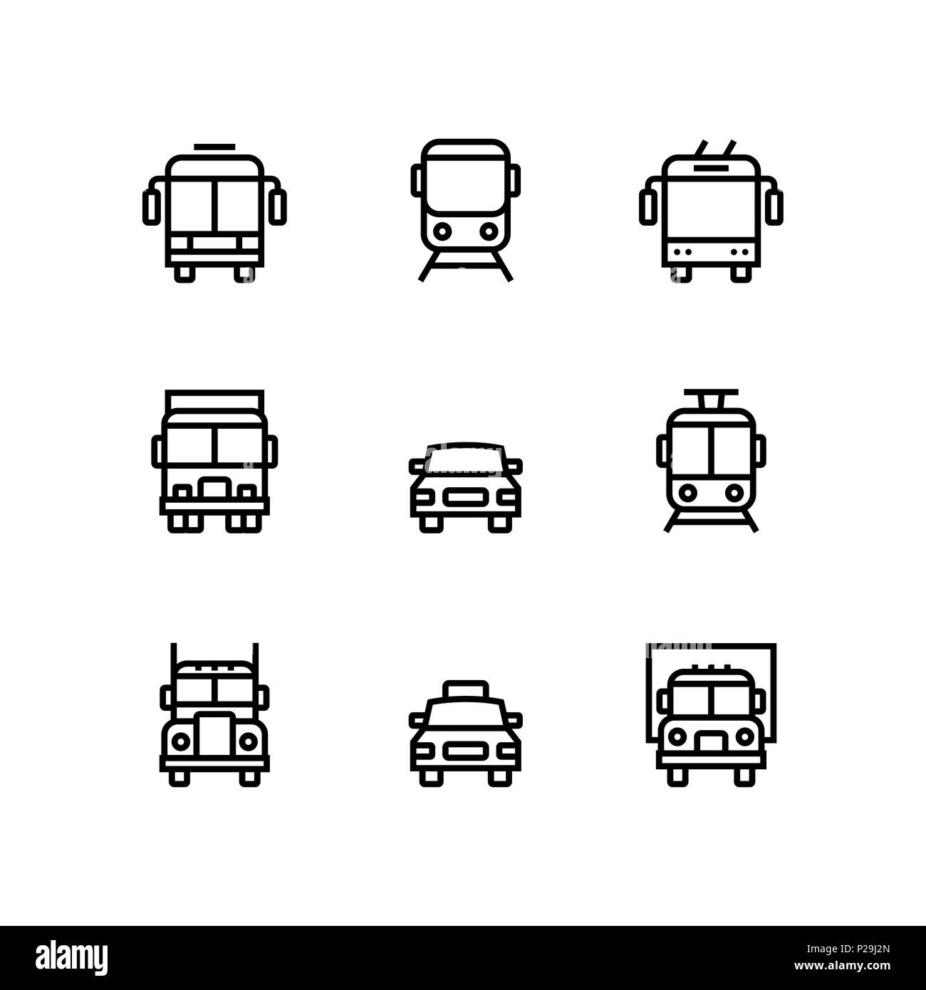 Transport, vehicle, truck and car simple vector icons for web and ...