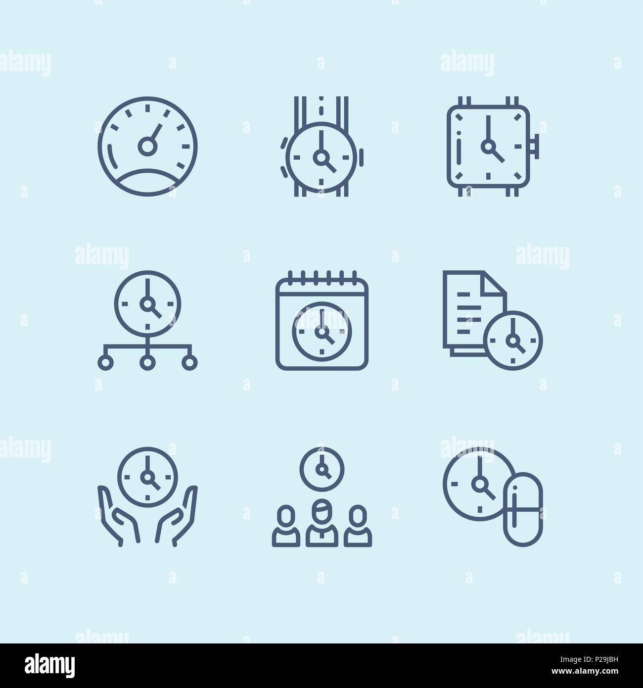 Outline Set of time, clock, watch, timer vector simple outline icons ...