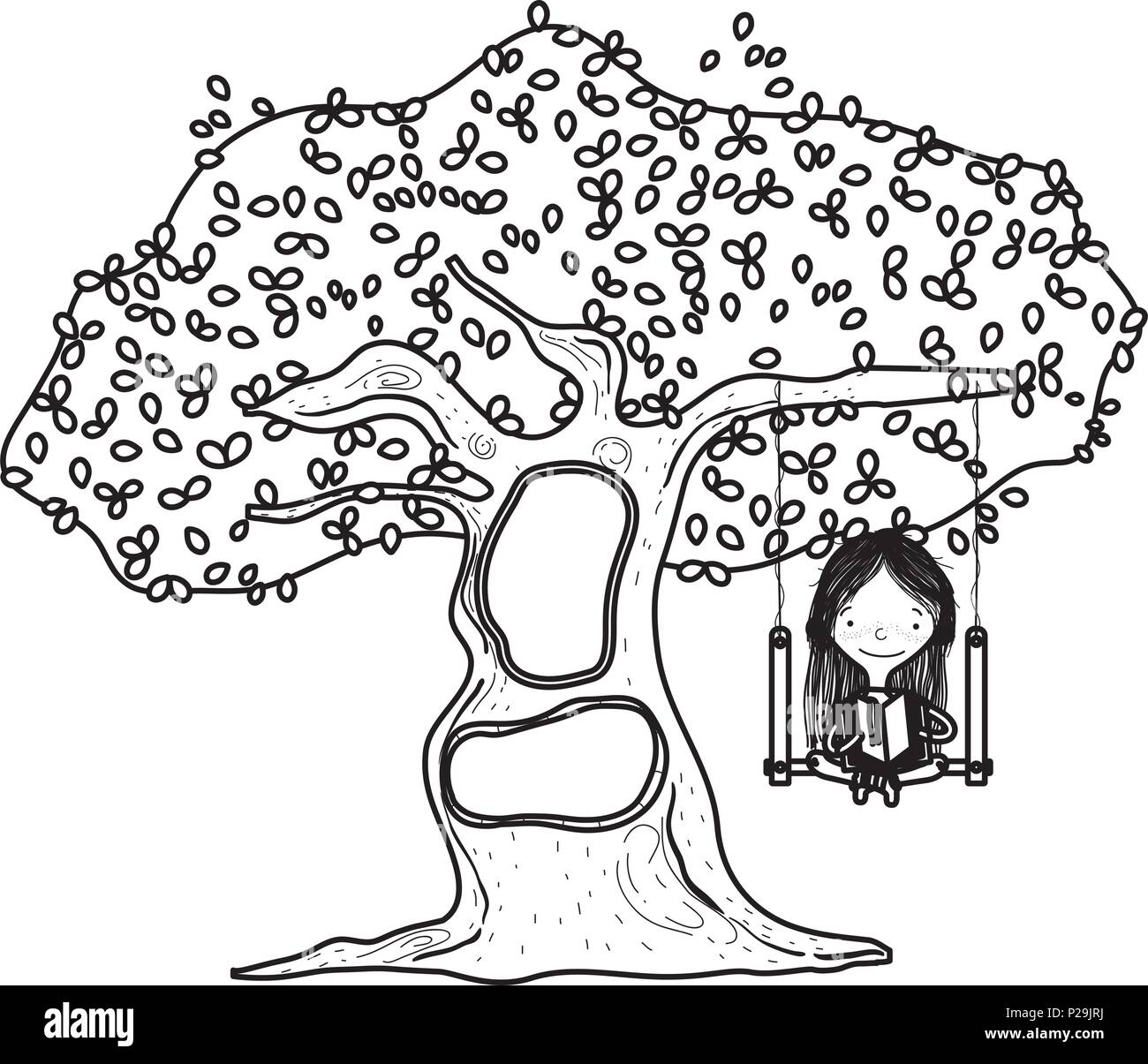 Garden swing in the forest Stock Vector Images - Alamy