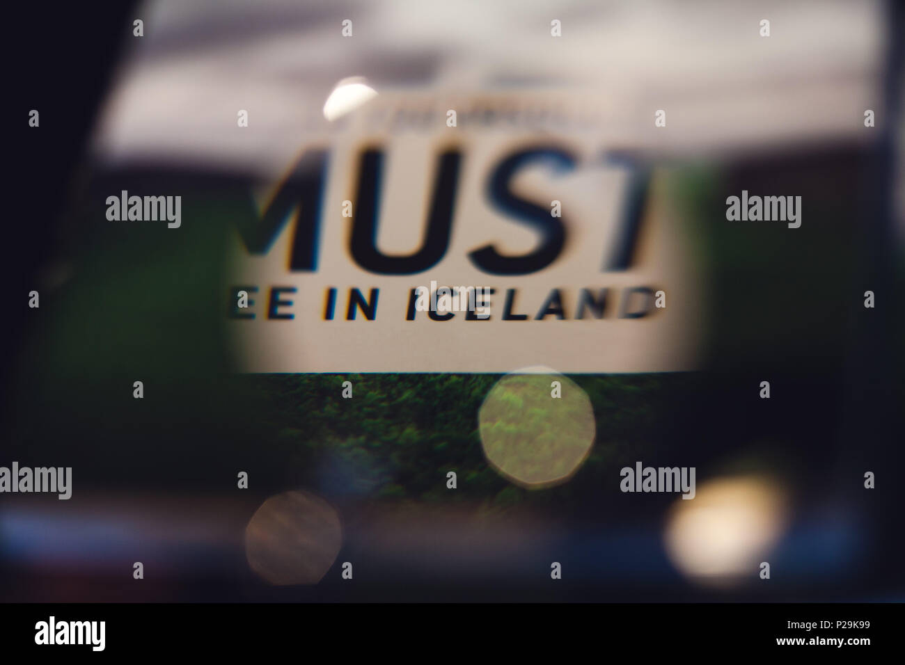 A book with must see in iceland writing distorted and abstract Stock ...