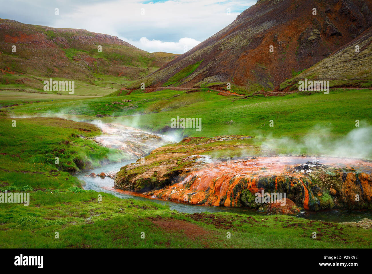 Boiling mud pool in the hverastrond sulphur springs near lake myvatn ...