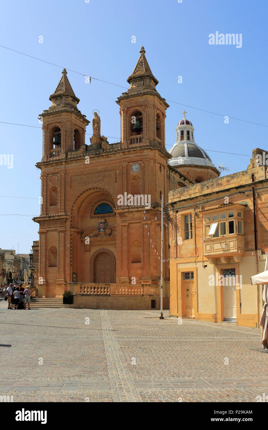 Parish Church of Our Lady of Pompei, Marsaxlokk town, south east Malta ...