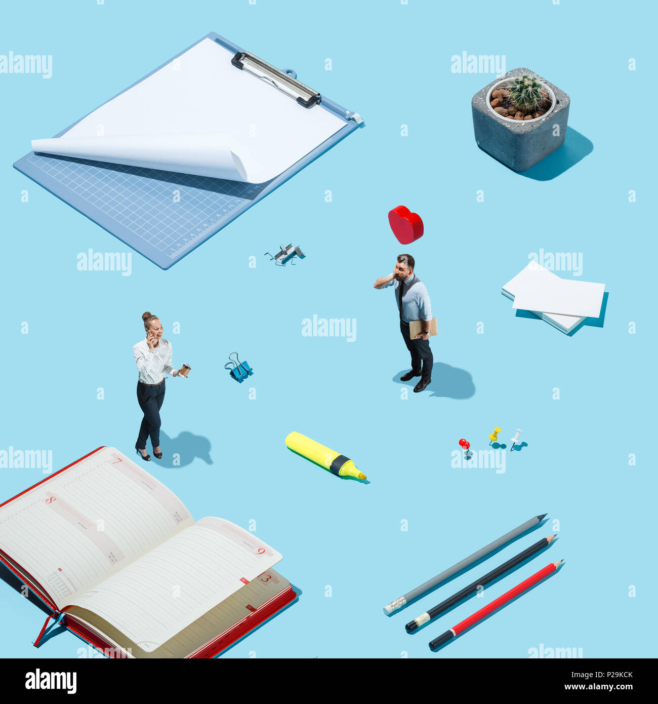 Flat isometric view of businessmen and woman and at blank sheets of ...