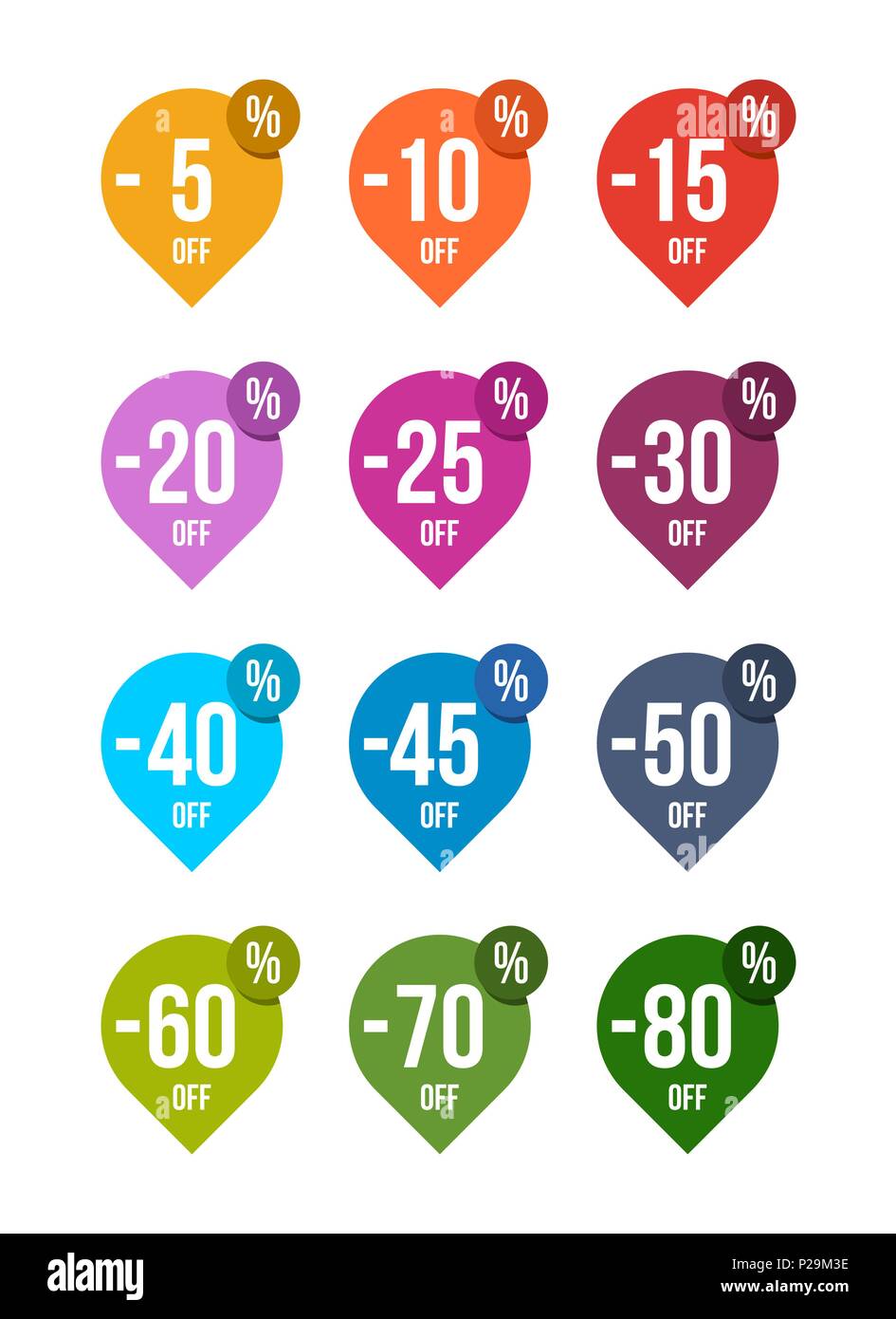 Sale off colored badges tag discount symbol retail sticker sign price ...